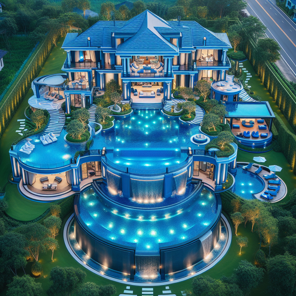 Stunning $3.9M Blue Megamansion with Pool-Inspired Design Tops Popular ...